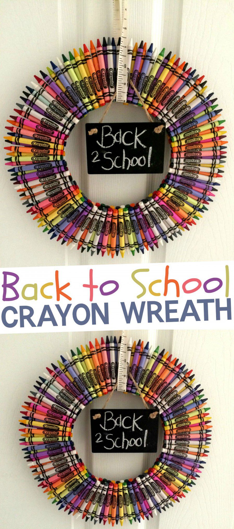 Back To School Crayon Wreath - Frugal Mom Eh!