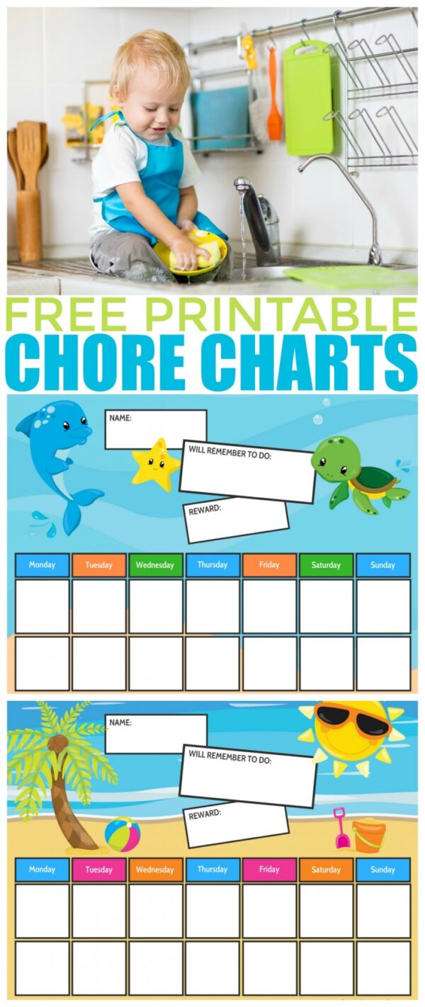 Ocean & Beach Themed Free Printable Chore Charts - Frugal Mom Eh!