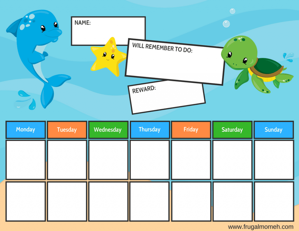 Ocean & Beach Themed Free Printable Chore Charts - Frugal Mom Eh!