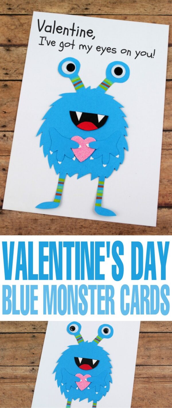 Valentine's Day Blue Monster Cards - Frugal Mom Eh!