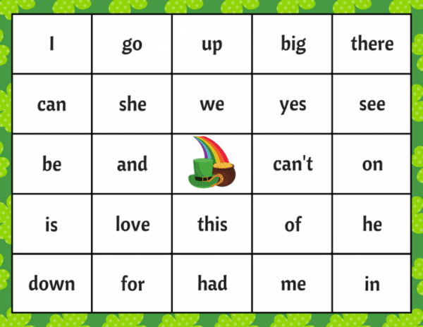 St. Patrick's Day Sight Word Bingo - Frugal Mom Eh!