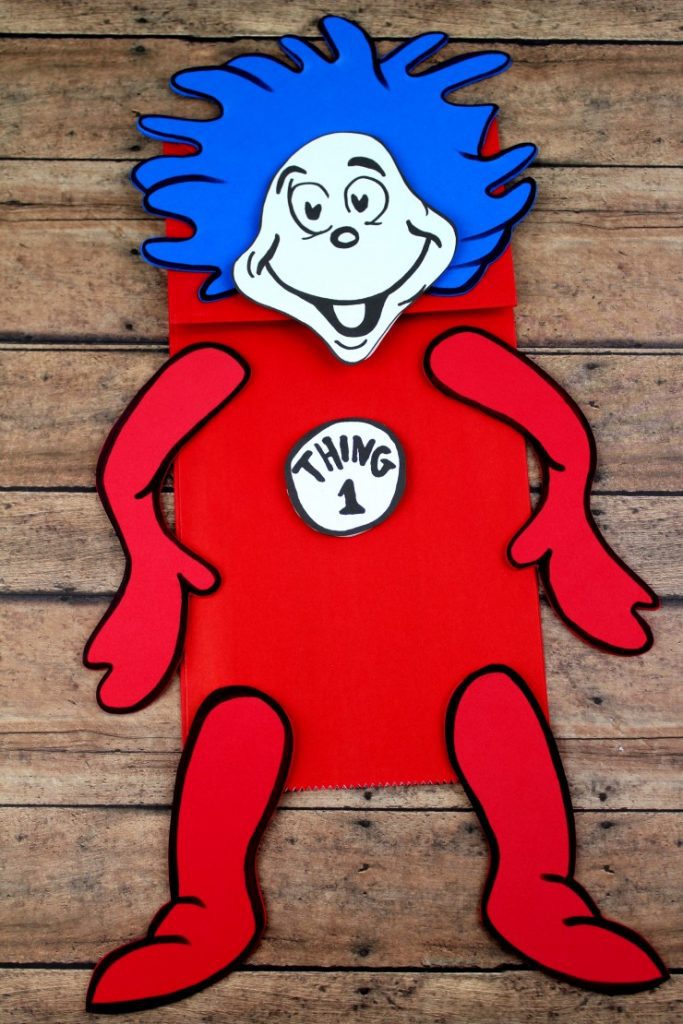 Thing 1 & Thing 2 Paper Bag Puppets - Frugal Mom Eh!