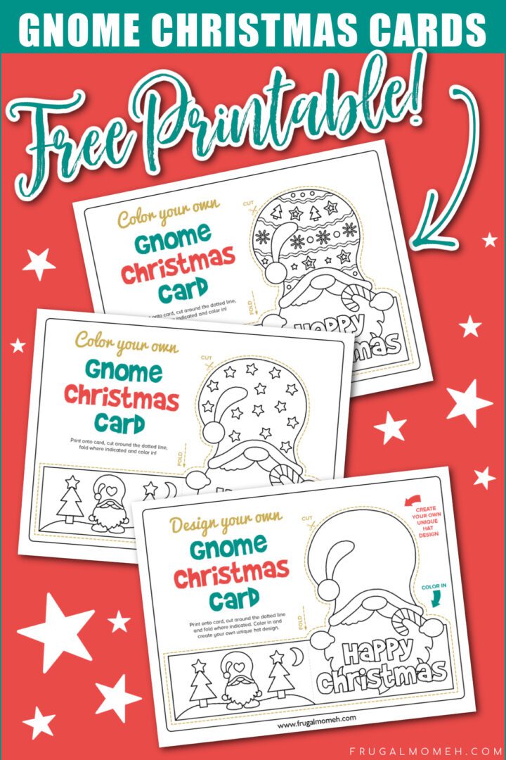 Free Printable Gnome Christmas Cards - Colouring Page - Frugal Mom Eh!