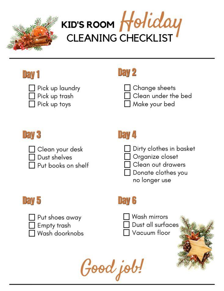 Free Printable 12 Day Holiday Cleaning Checklist - Frugal Mom Eh!