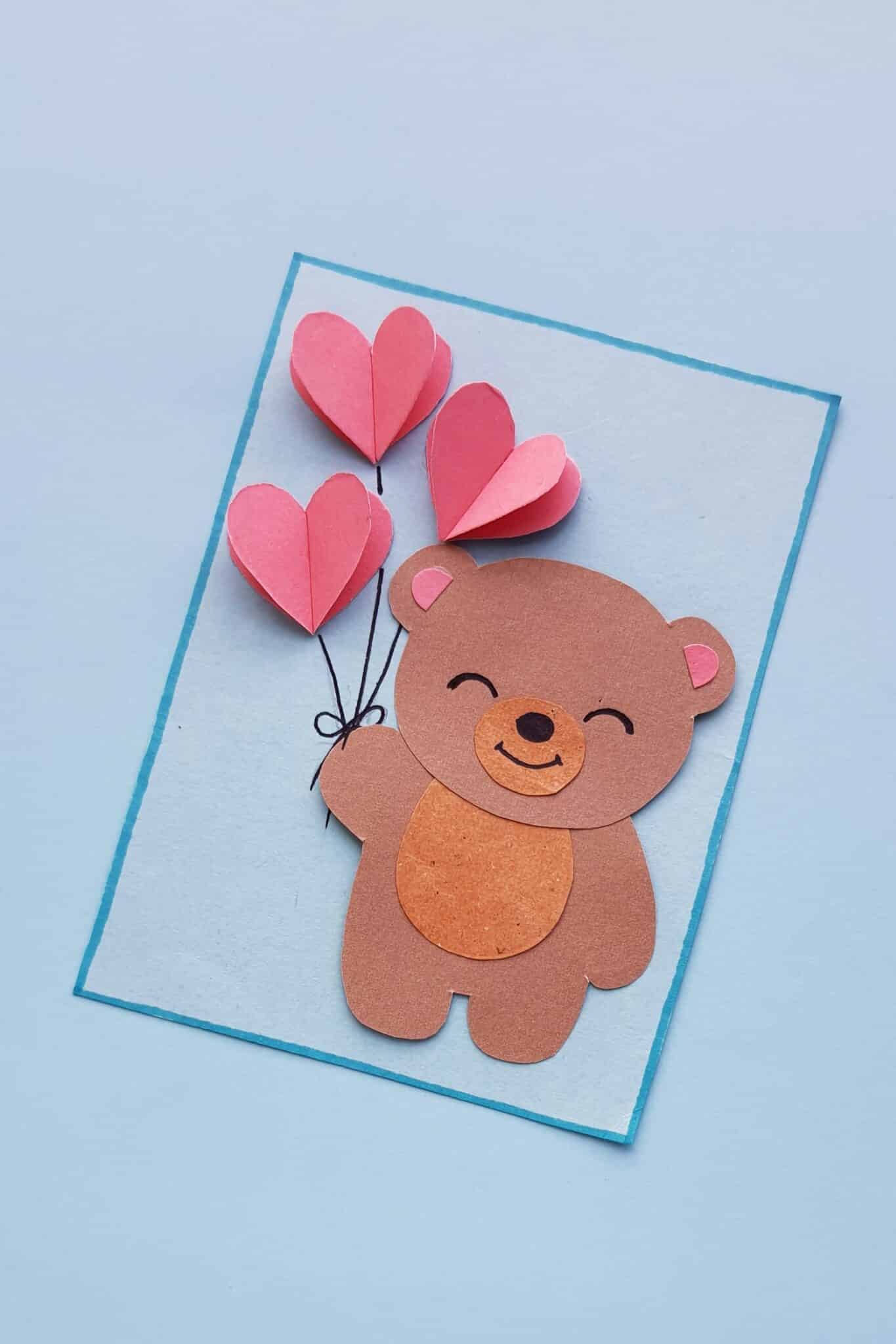 Teddy Bear Valentine's Day Card Craft for Kids - Frugal Mom Eh!