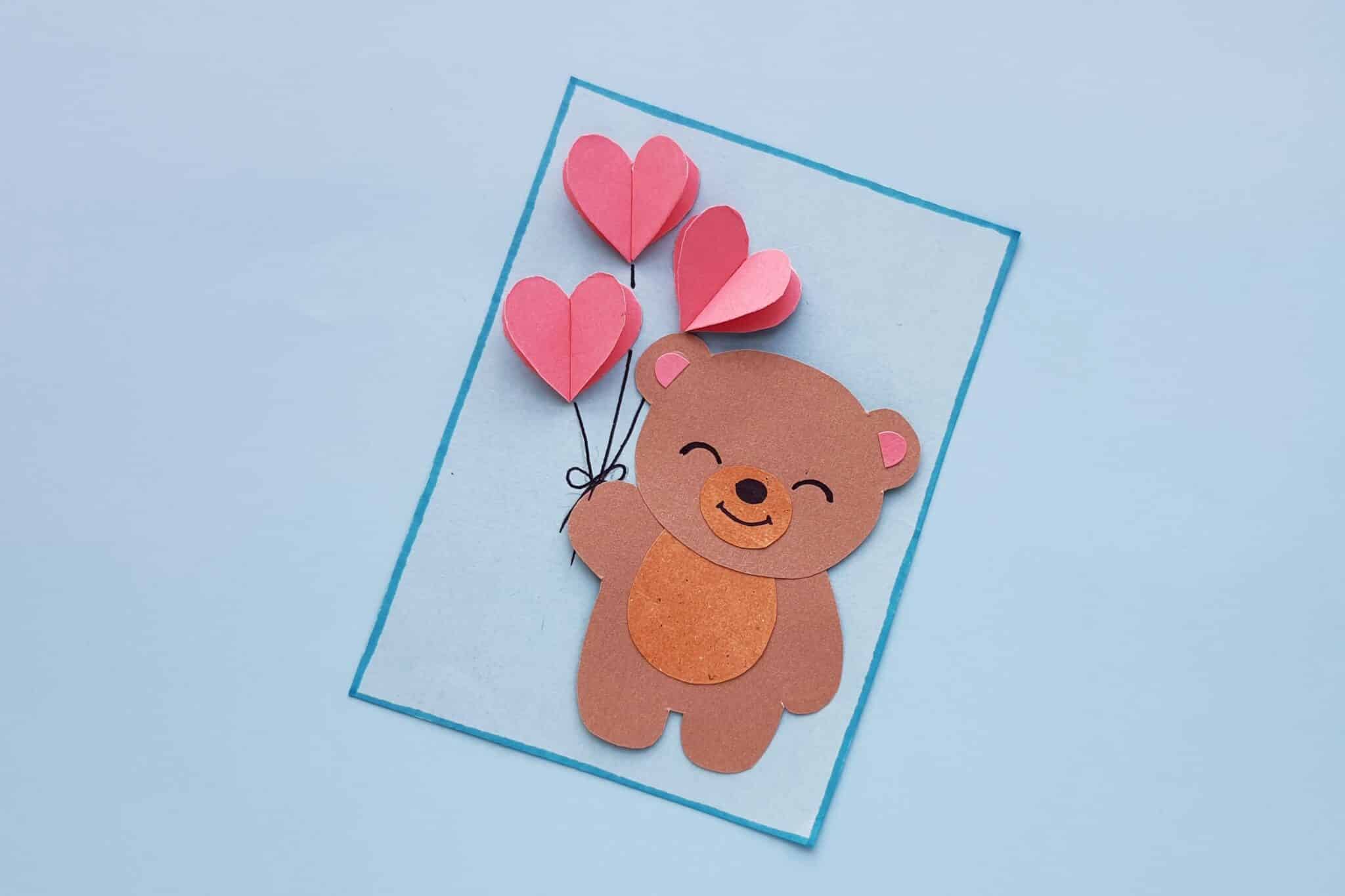 Teddy Bear Valentine's Day Card Craft for Kids - Frugal Mom Eh!