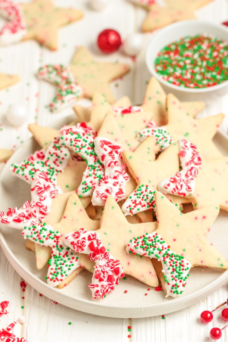 Chocolate Dipped Christmas Sprinkle Cookies - Frugal Mom Eh!