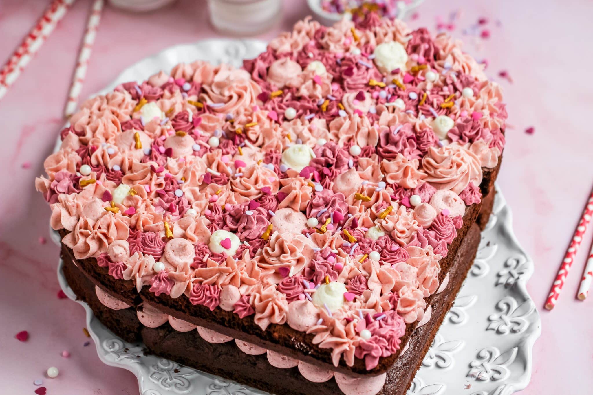 Heart-Shaped Chocolate Strawberry Cake - Frugal Mom Eh!