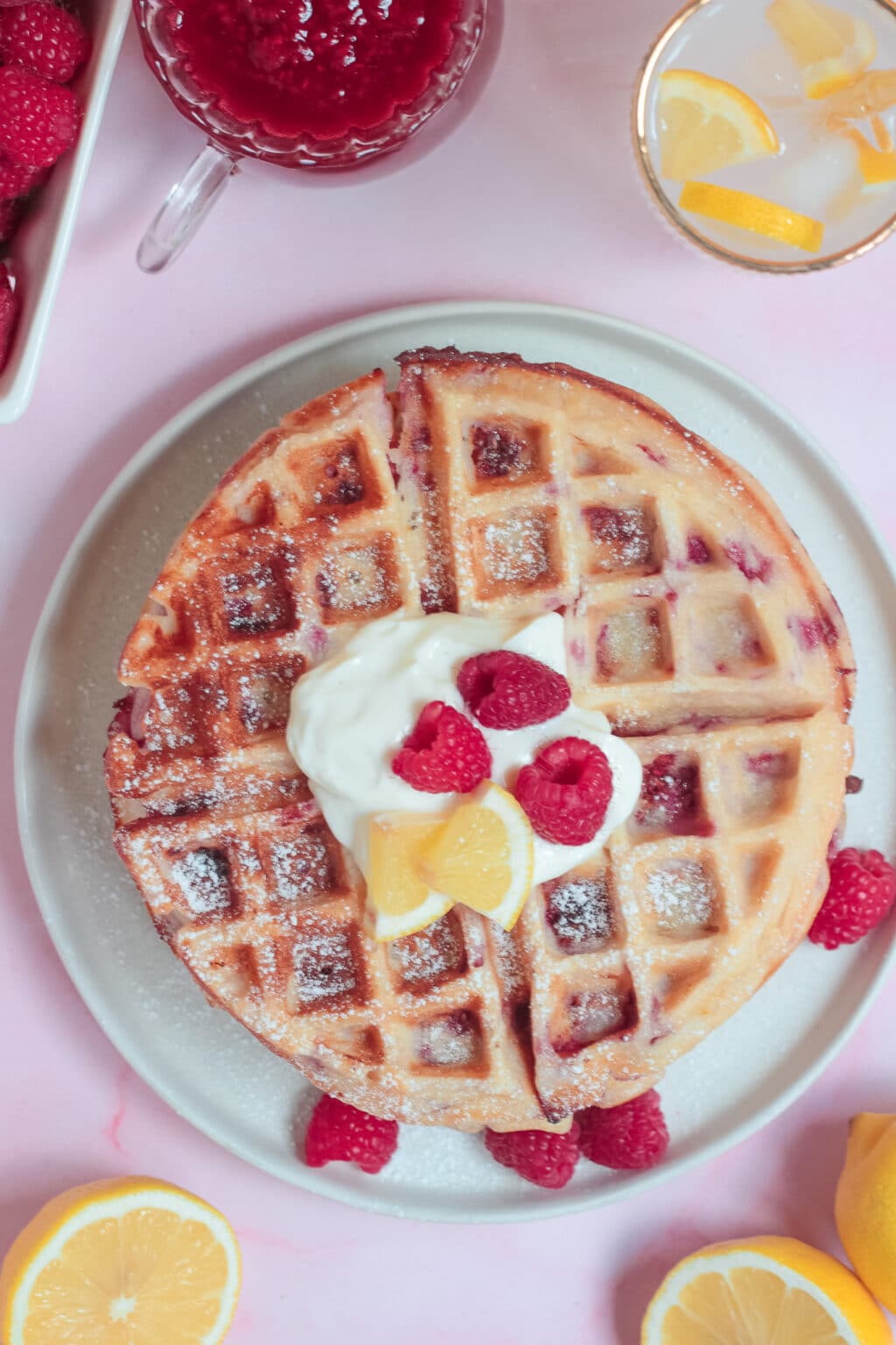 Lemon Raspberry Waffles - Frugal Mom Eh!